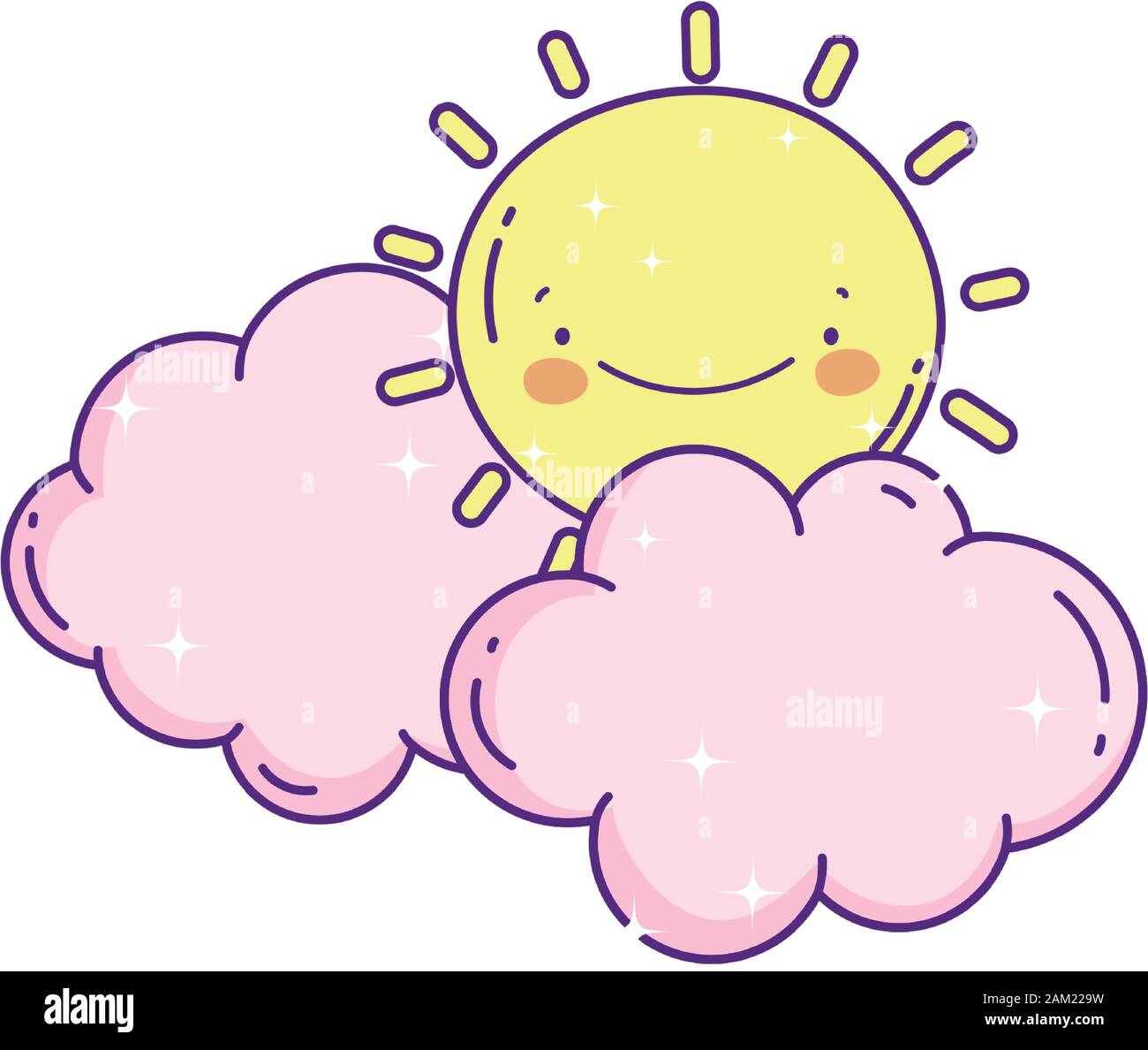 cartoon sun clouds weather decoration vector illustration Stock Vector ...