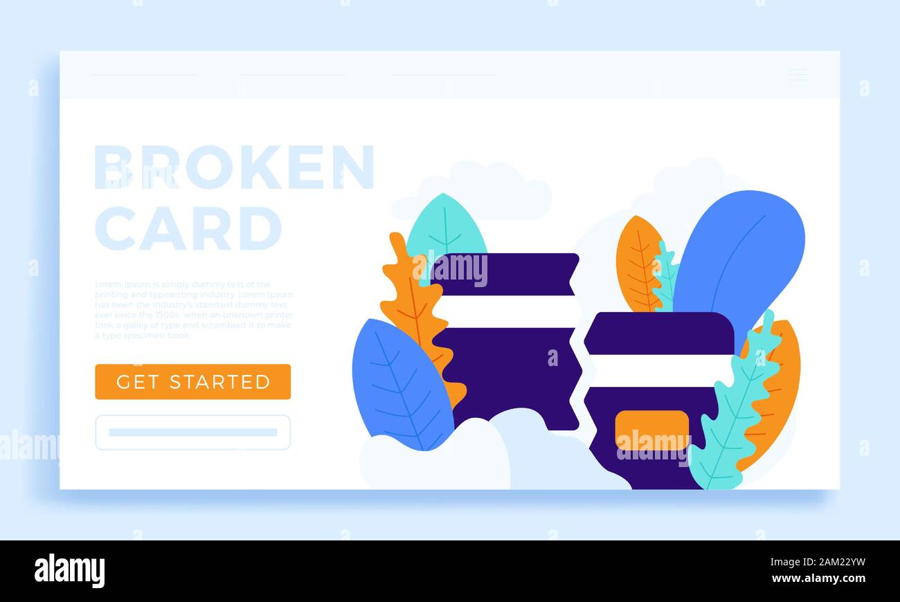 Broken Credit Card Vector stock illustration for landing page or ...