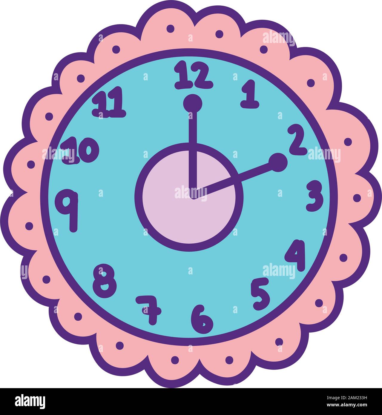 cute clock time shaped flower decoration icon vector illustration Stock ...