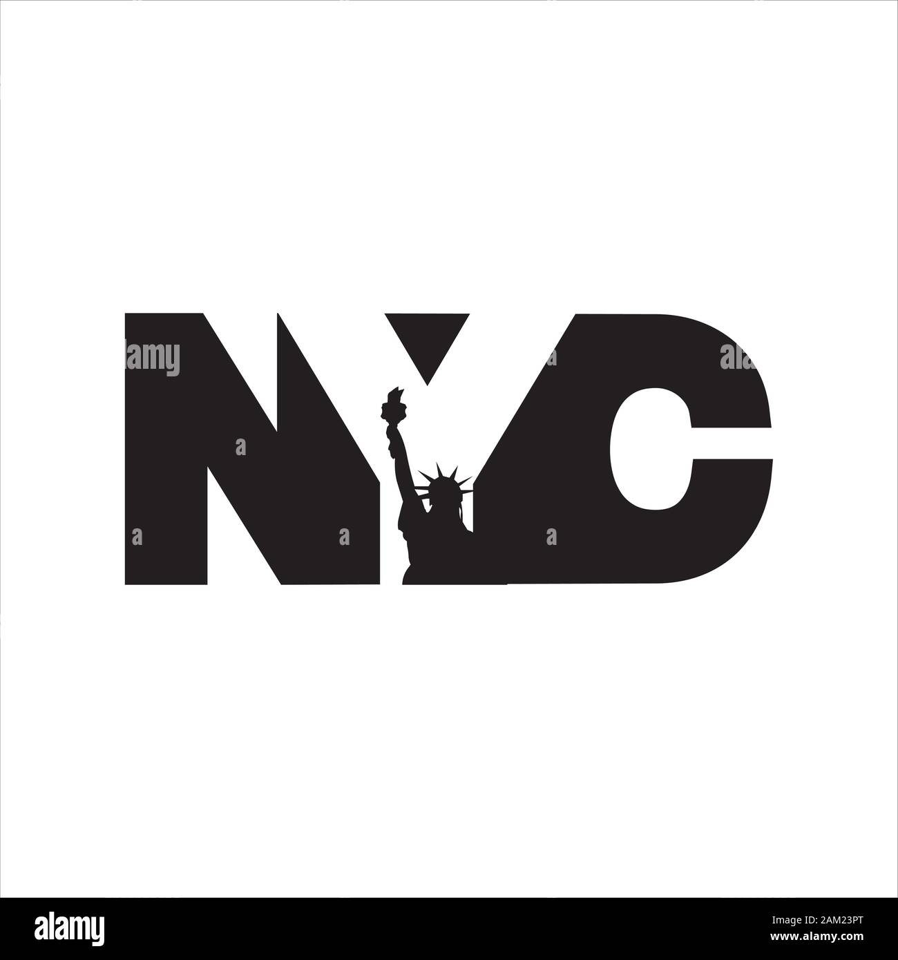 New York City abbreviation NYC lettering a modern city symbol liberty ...