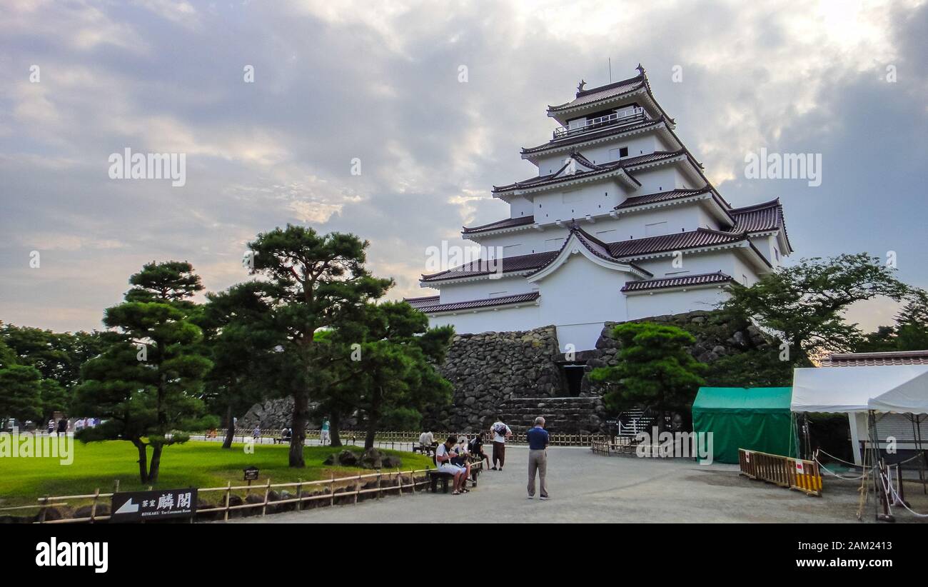 Aizu-Wakamatsu Castle, aka Tsuruga Castle. A concrete replica of a ...
