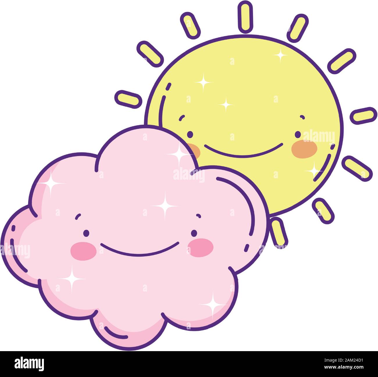 cartoon sun cloud weather decoration vector illustration Stock Vector ...