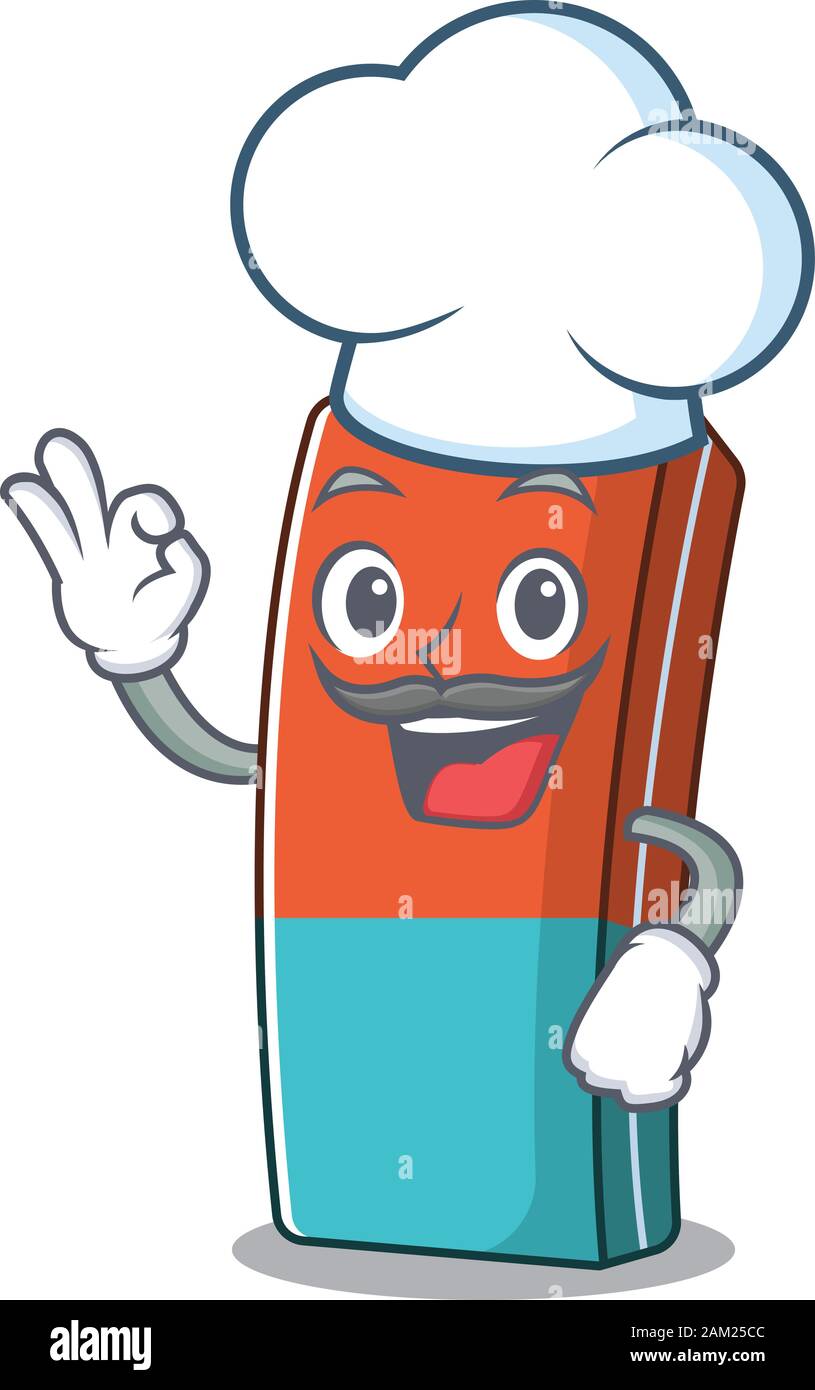Eraser cartoon character wearing costume of chef and white hat Stock ...