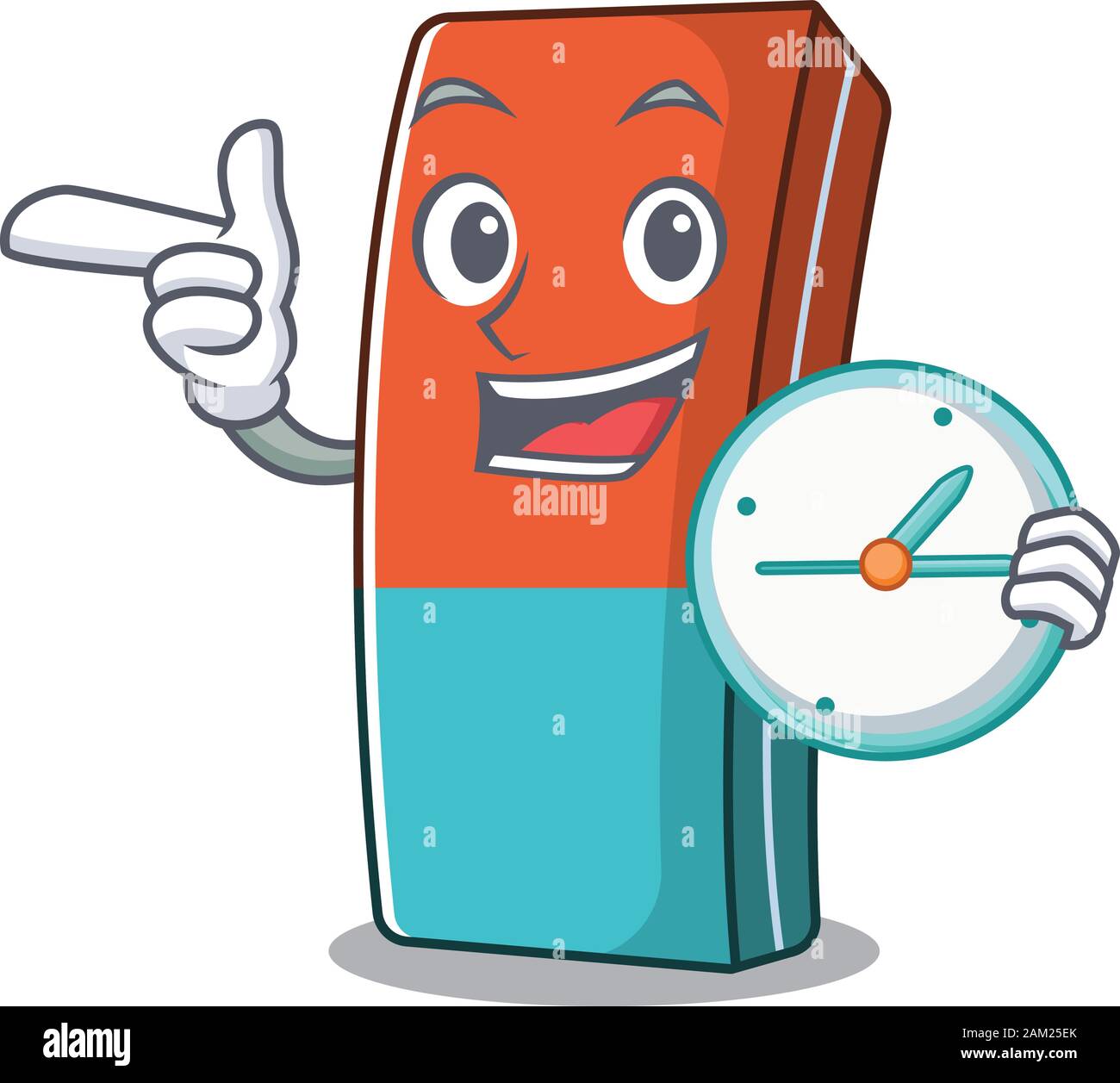 cartoon character style eraser with having clock Stock Vector Image ...