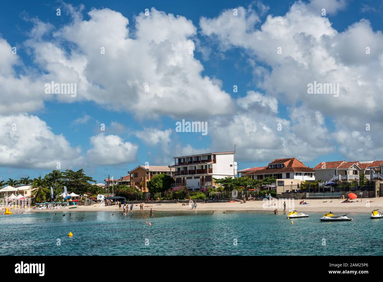 Les Trois-Ilets, Martinique - December 13, 2018: People relax on the ...