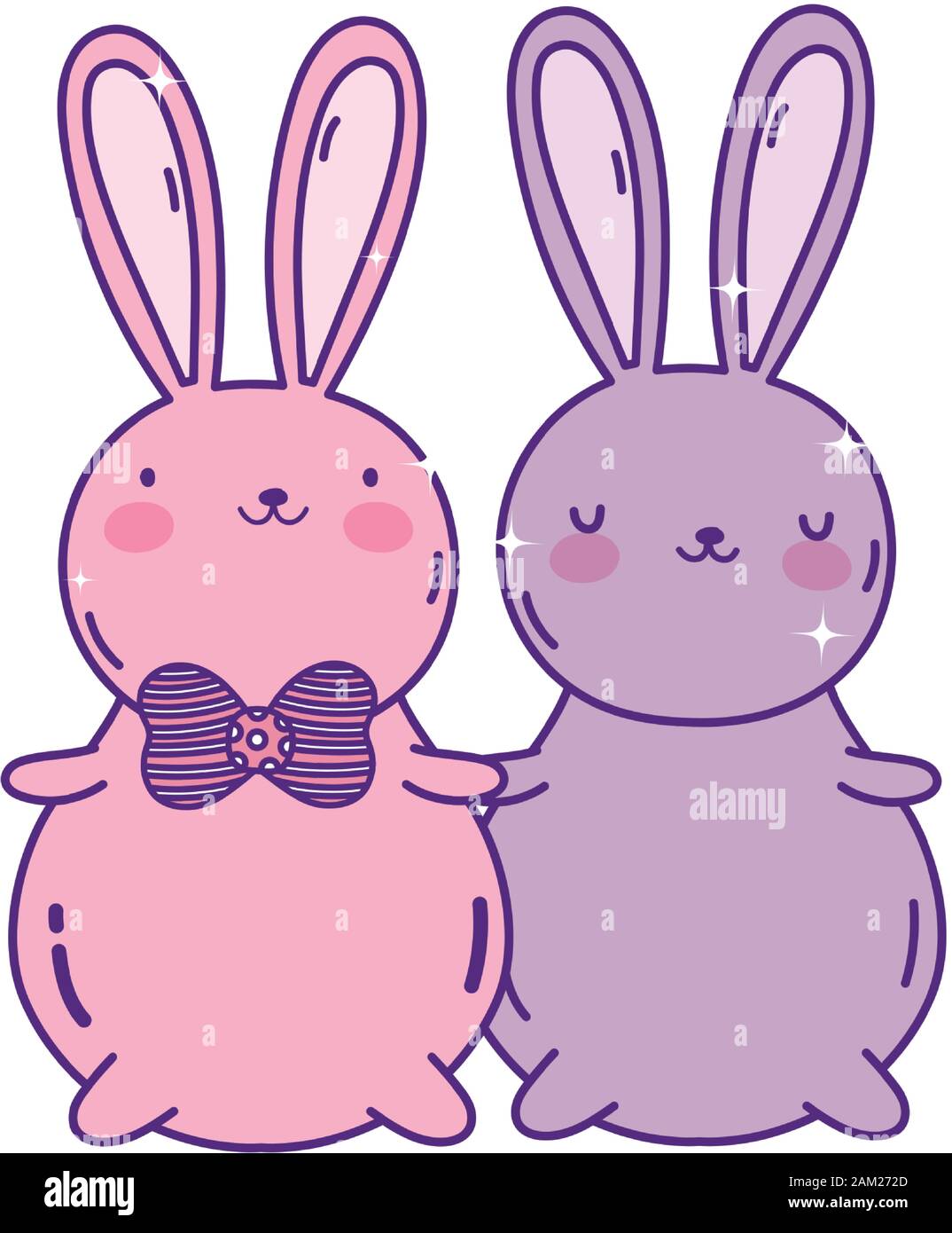 cute rabbits cartoon characters decoration design vector illustration ...