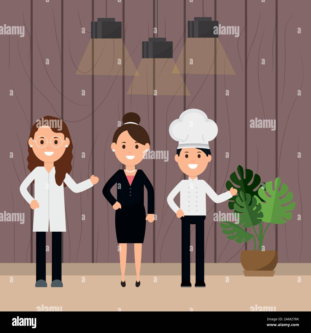 women professional work doctor chef and businesswoman vector ...
