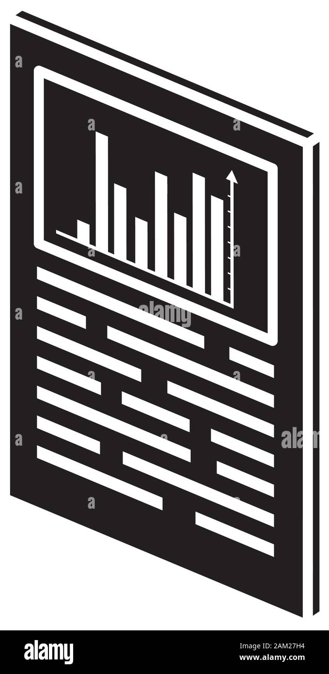 silhouette of document with bars statistical graph isolated icon Stock ...