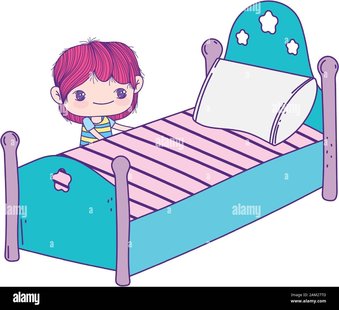 Make Bed Cartoon Boy