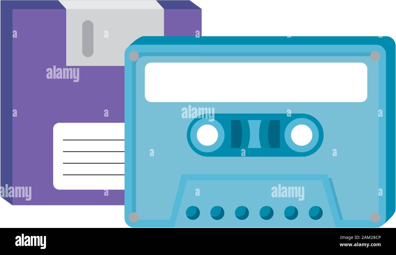 floppy with cassette of nineties retro style Stock Vector Image & Art ...