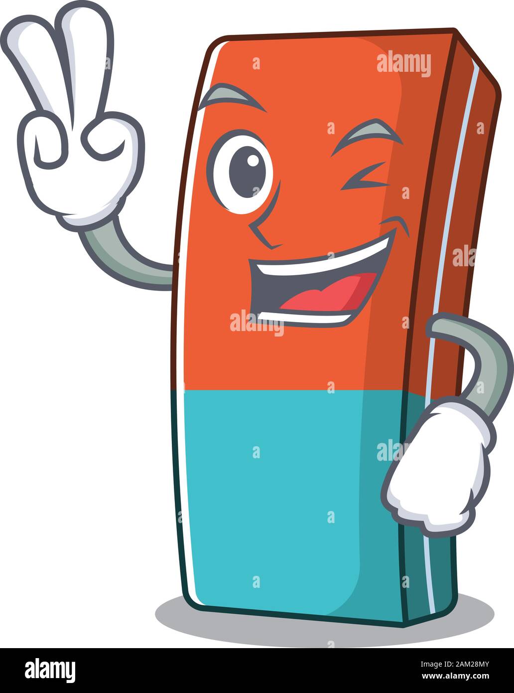 Smiley mascot of eraser cartoon Character with two fingers Stock Vector ...