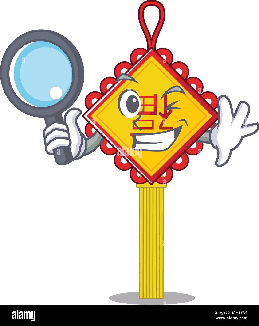 Cool and Smart chinese knot Detective cartoon mascot style Stock Vector ...