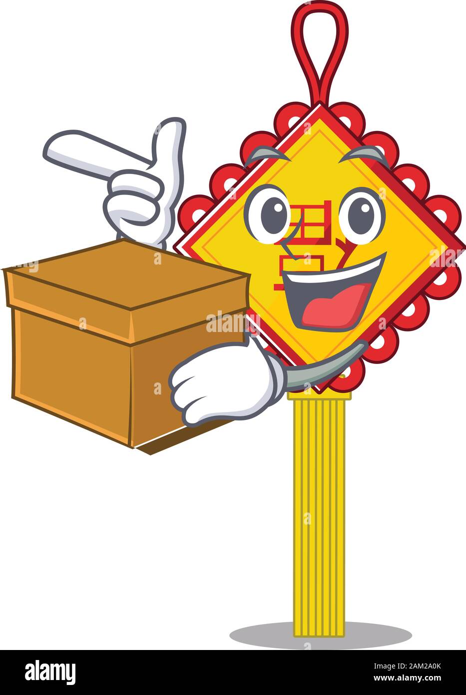 Cute chinese knot cartoon character having a box Stock Vector Image ...