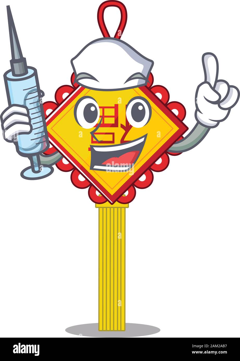 Smiley Nurse chinese knot cartoon character with a syringe Stock Vector ...