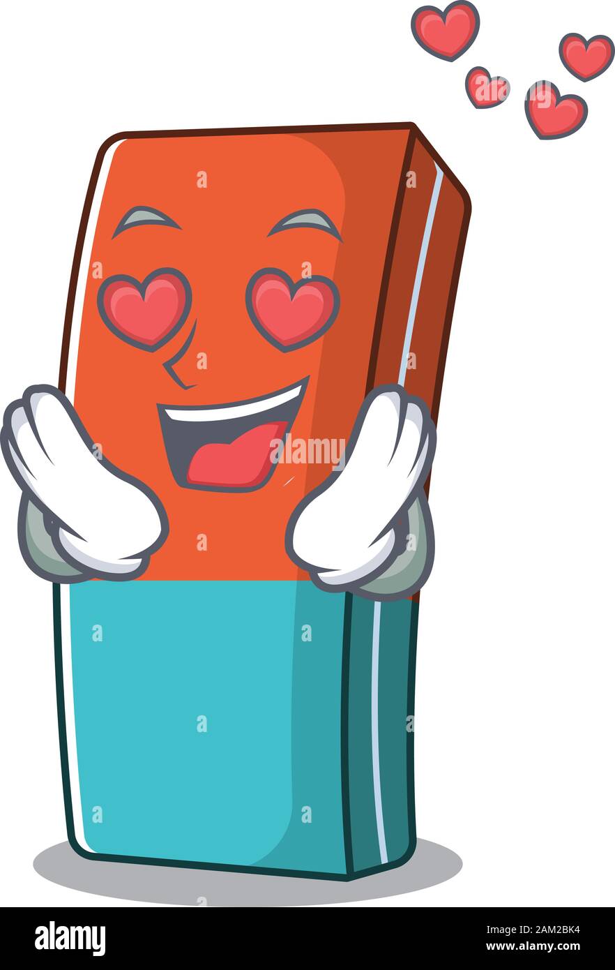 falling in love cute eraser cartoon character design Stock Vector Image ...