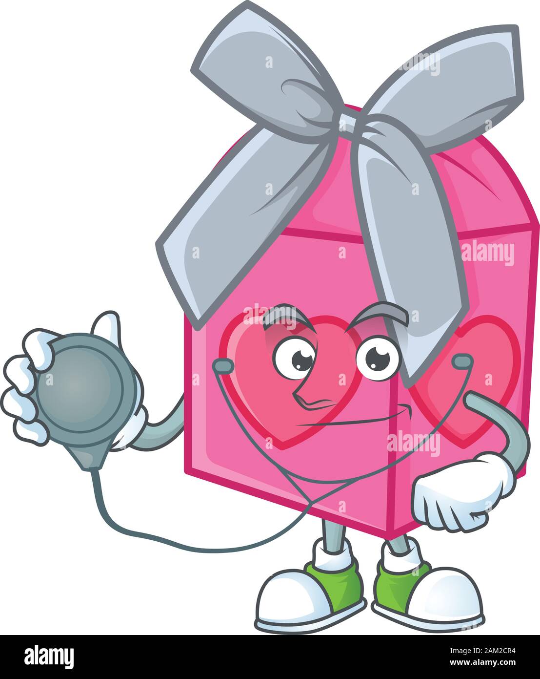 Love gift pink cartoon character style in a Doctor costume with tools ...