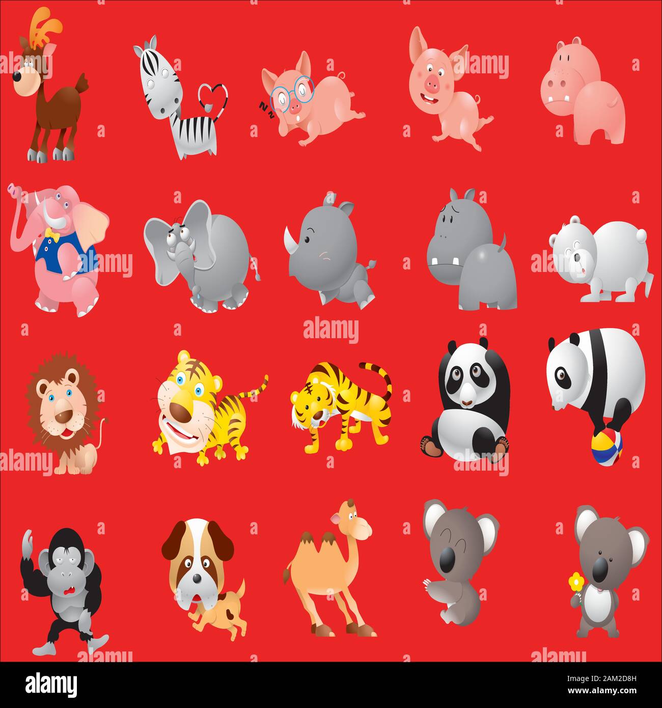 cute animal bundle vector art design Stock Vector Image & Art - Alamy