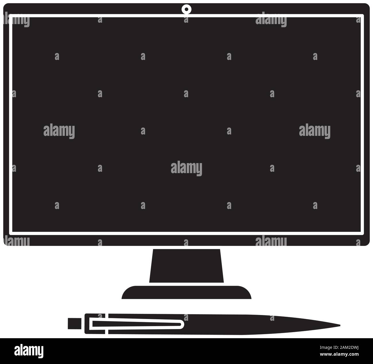 silhouette of computer with pen isolated icon Stock Vector Image & Art ...