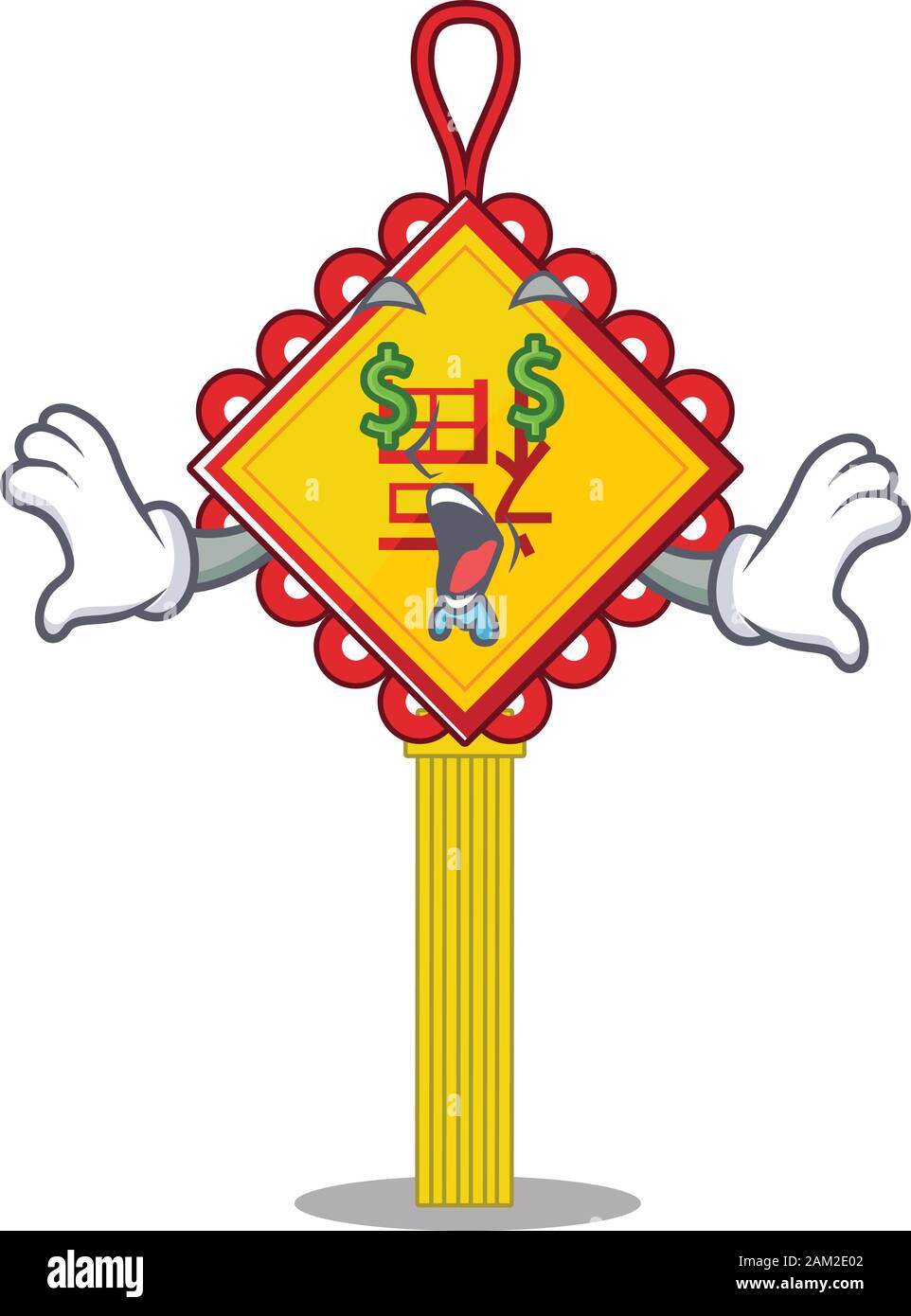 Happy rich chinese knot with Money eye cartoon character style Stock ...