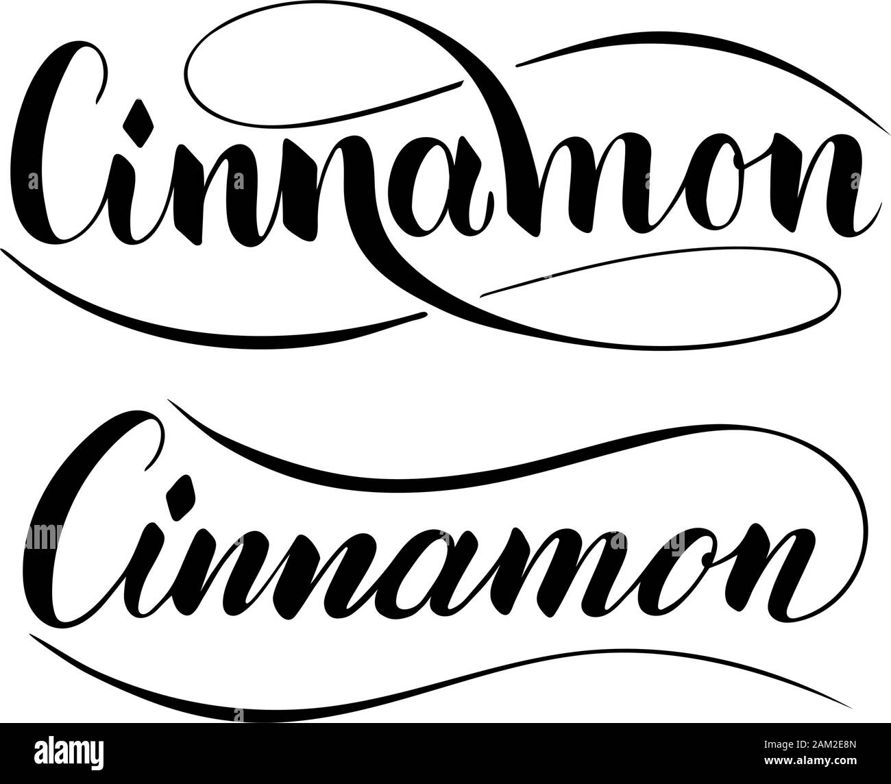 Vector hand written cinnamon text isolated on white background. Kitchen ...