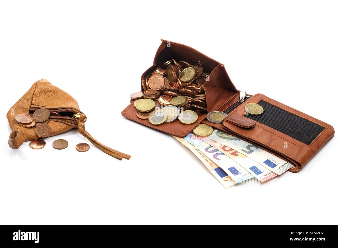 Comparison of two wallets on white background Stock Photo - Alamy