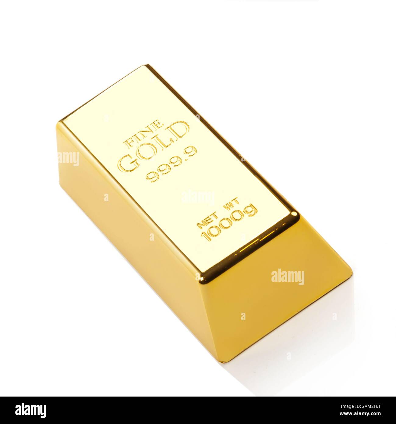 Fine gold bar on white background Stock Photo - Alamy
