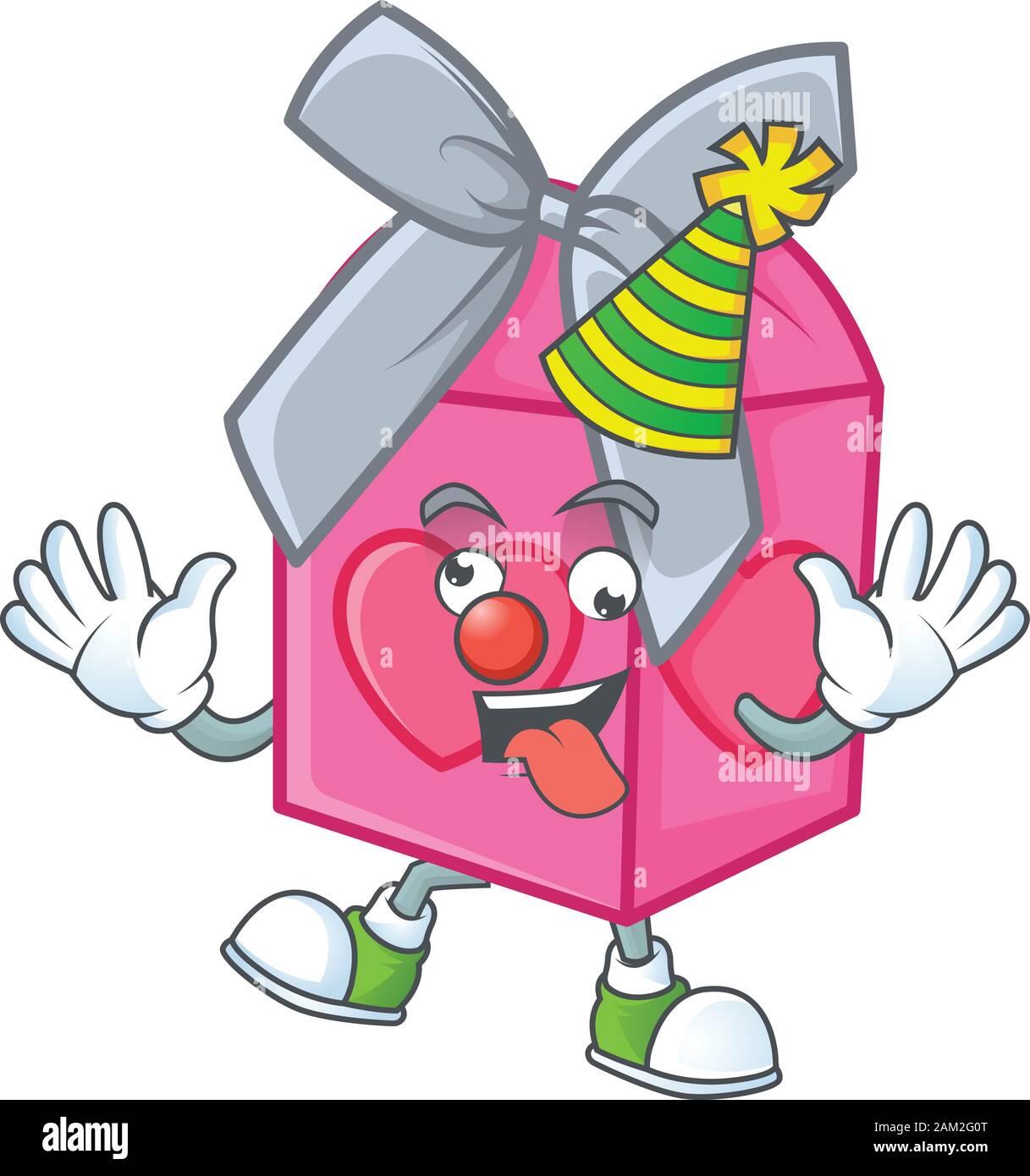 Funny Clown love gift pink cartoon character mascot design Stock Vector ...