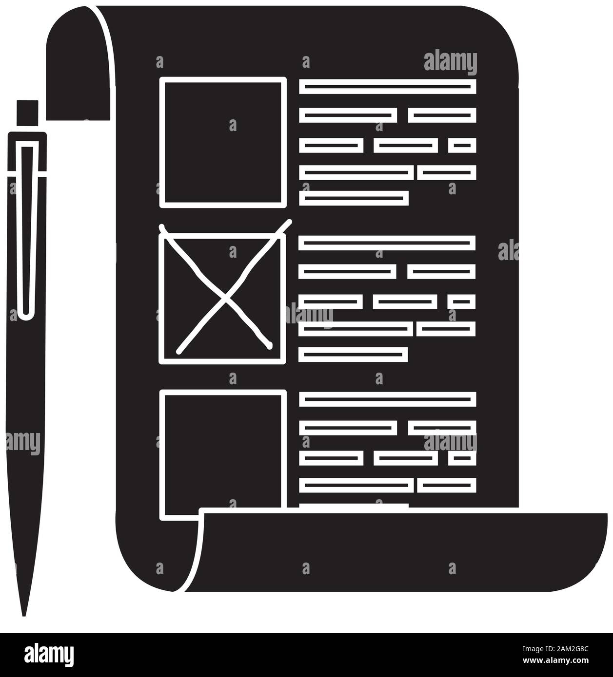 silhouette of vote form with pen isolated icon Stock Vector Image & Art ...