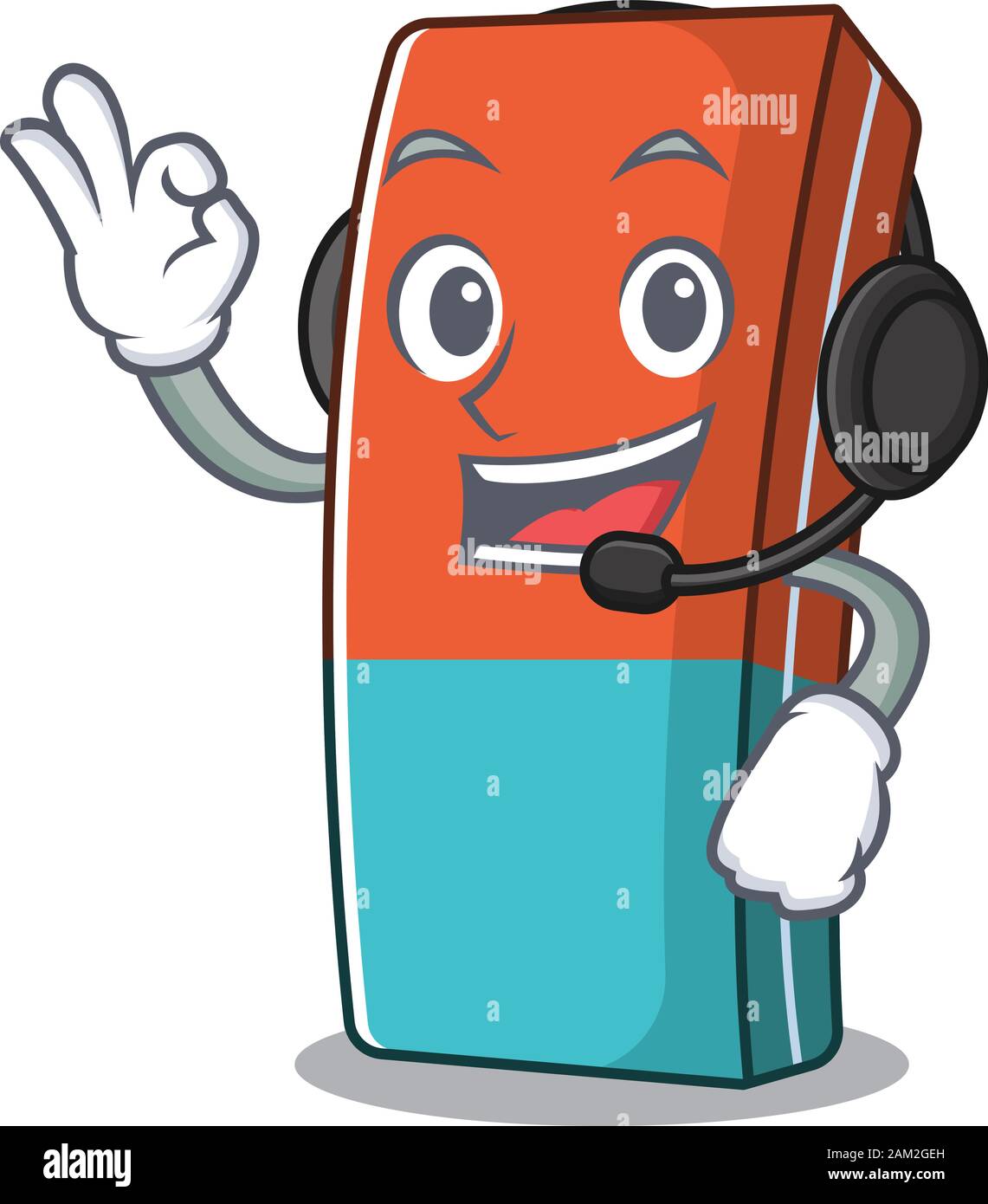 Smiley eraser cartoon character design wearing headphone Stock Vector ...