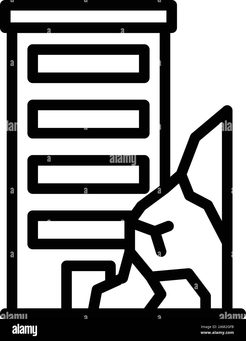 Broken building earthquake icon Black and White Stock Photos & Images ...