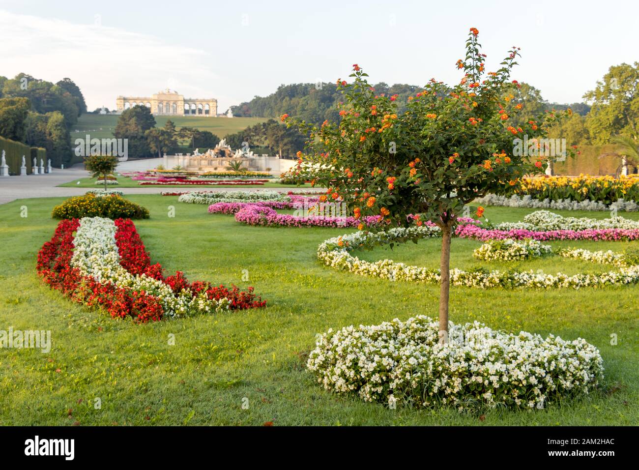 Vienna, Austria - September 3, 2019: Austrian flag made of flowers ...