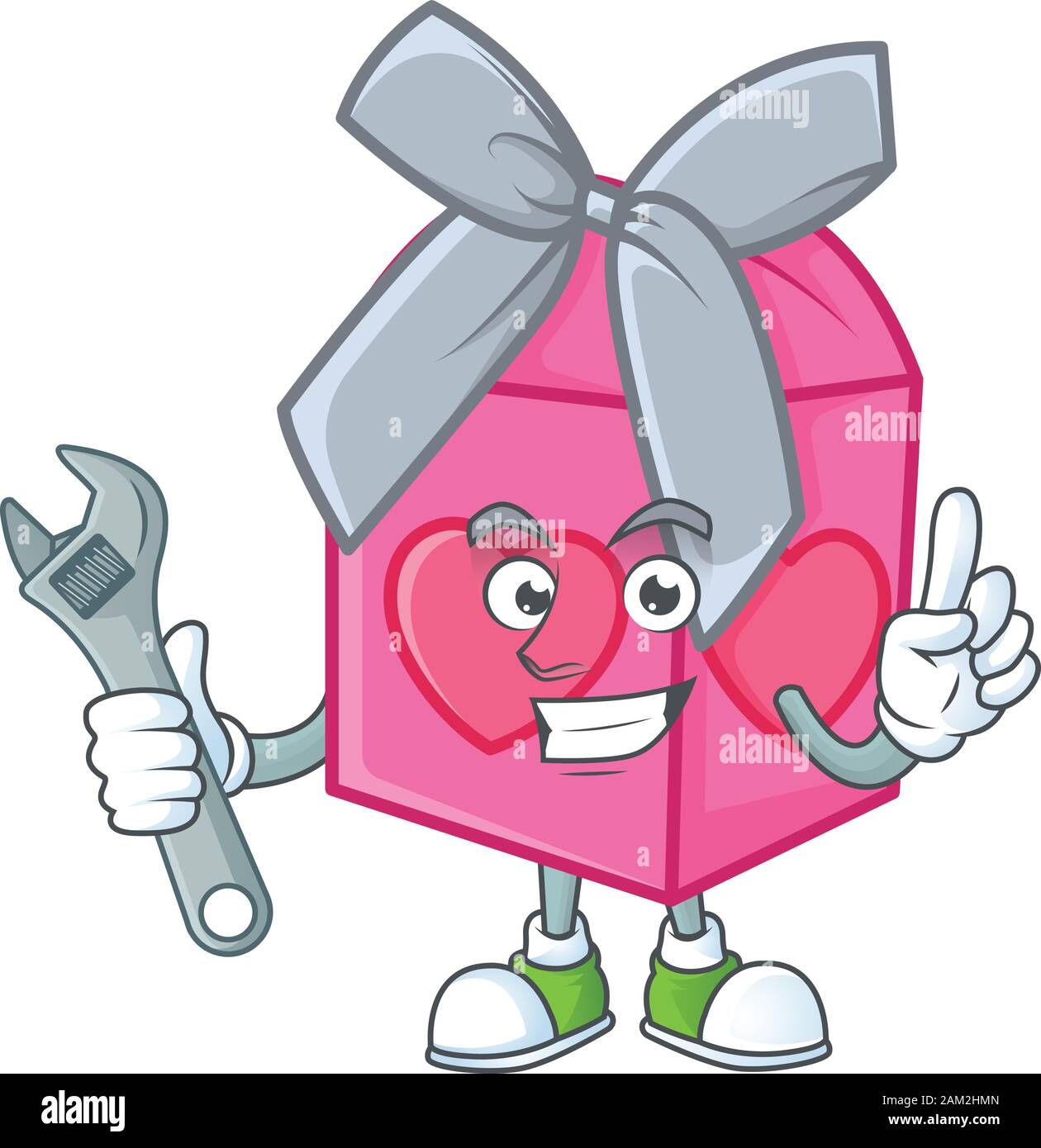 Smart Mechanic love gift pink cartoon character design Stock Vector ...