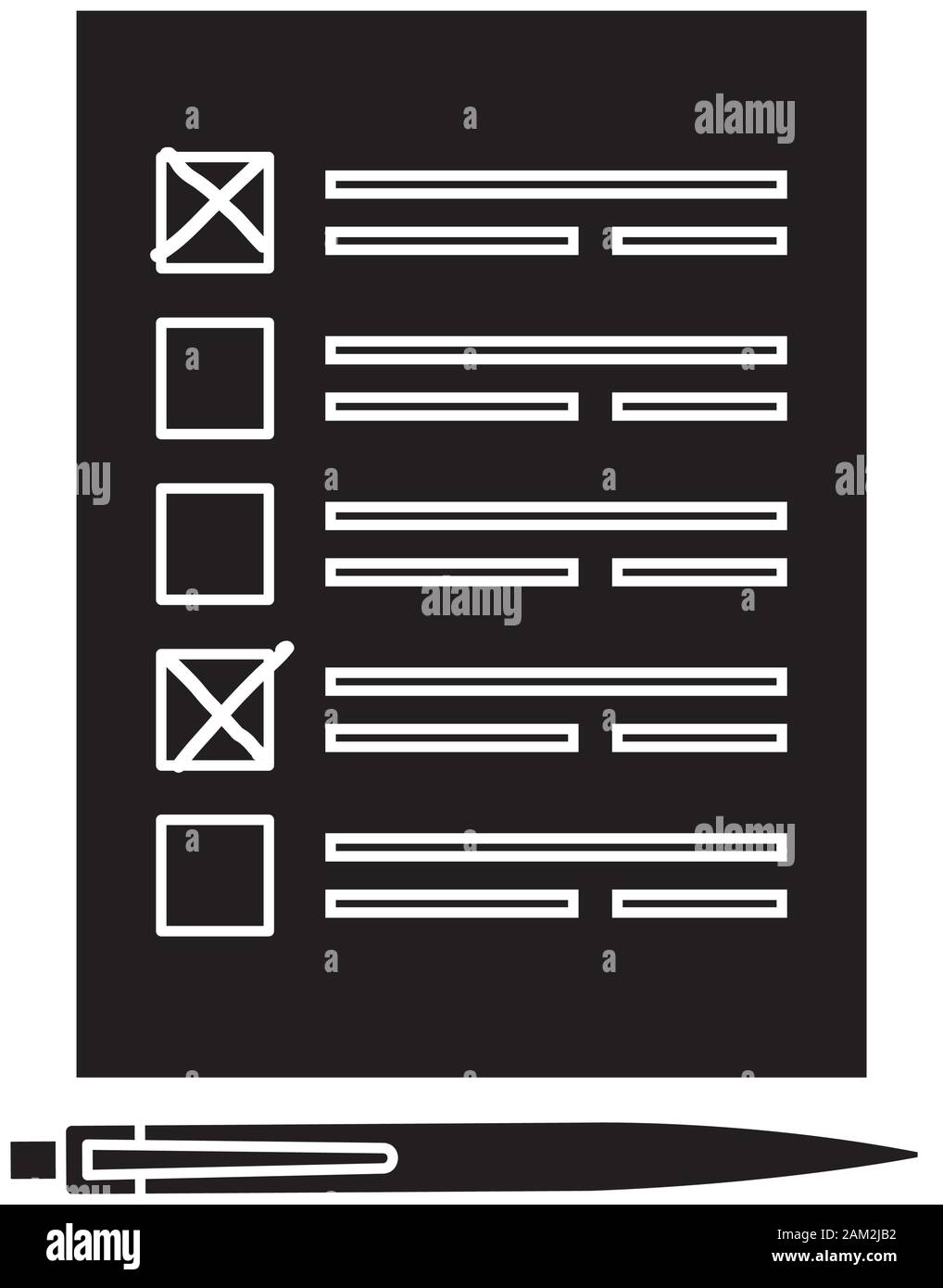 silhouette of vote form with pen isolated icon Stock Vector Image & Art ...