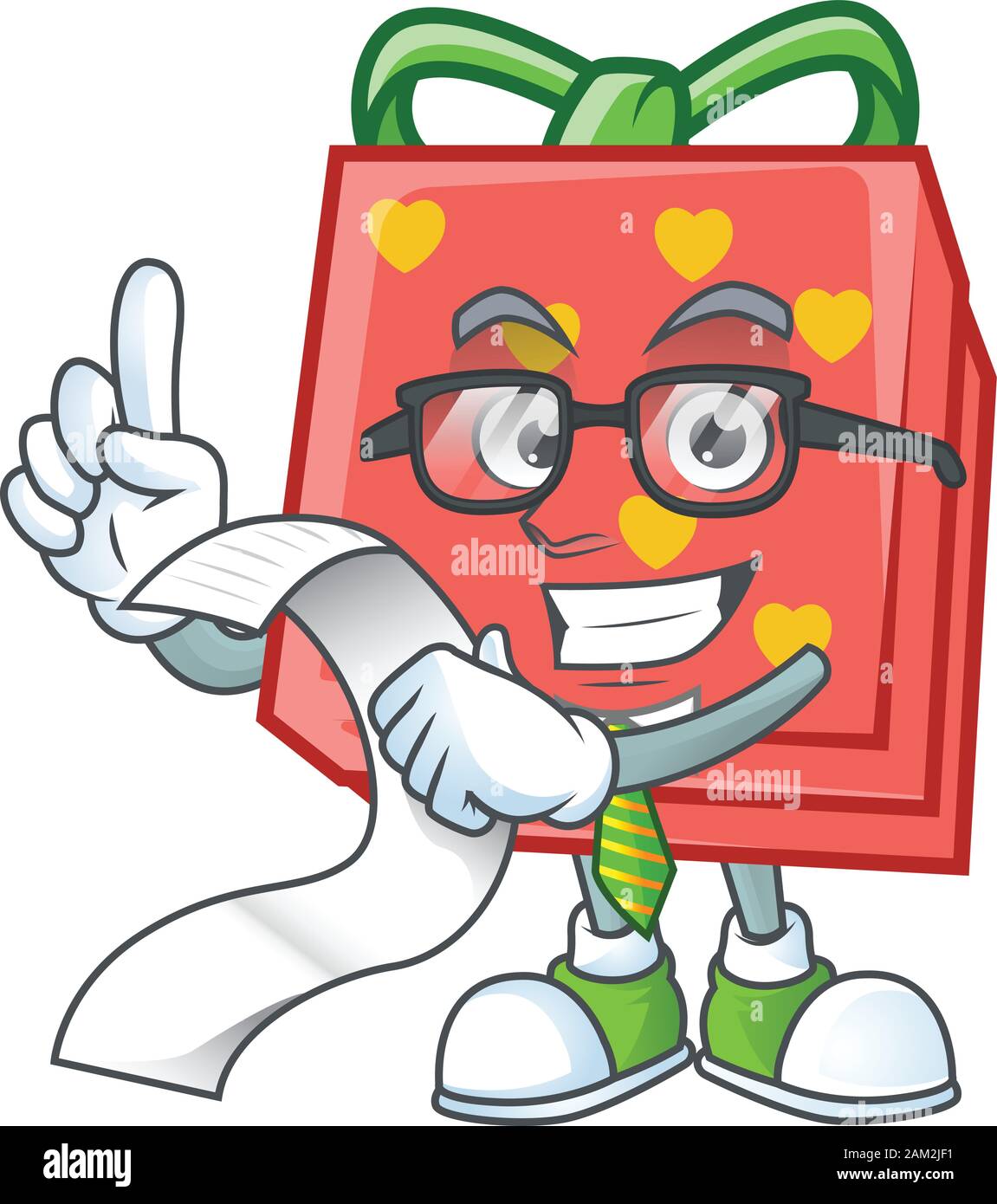 A funny cartoon character of love gift red with a menu Stock Vector ...