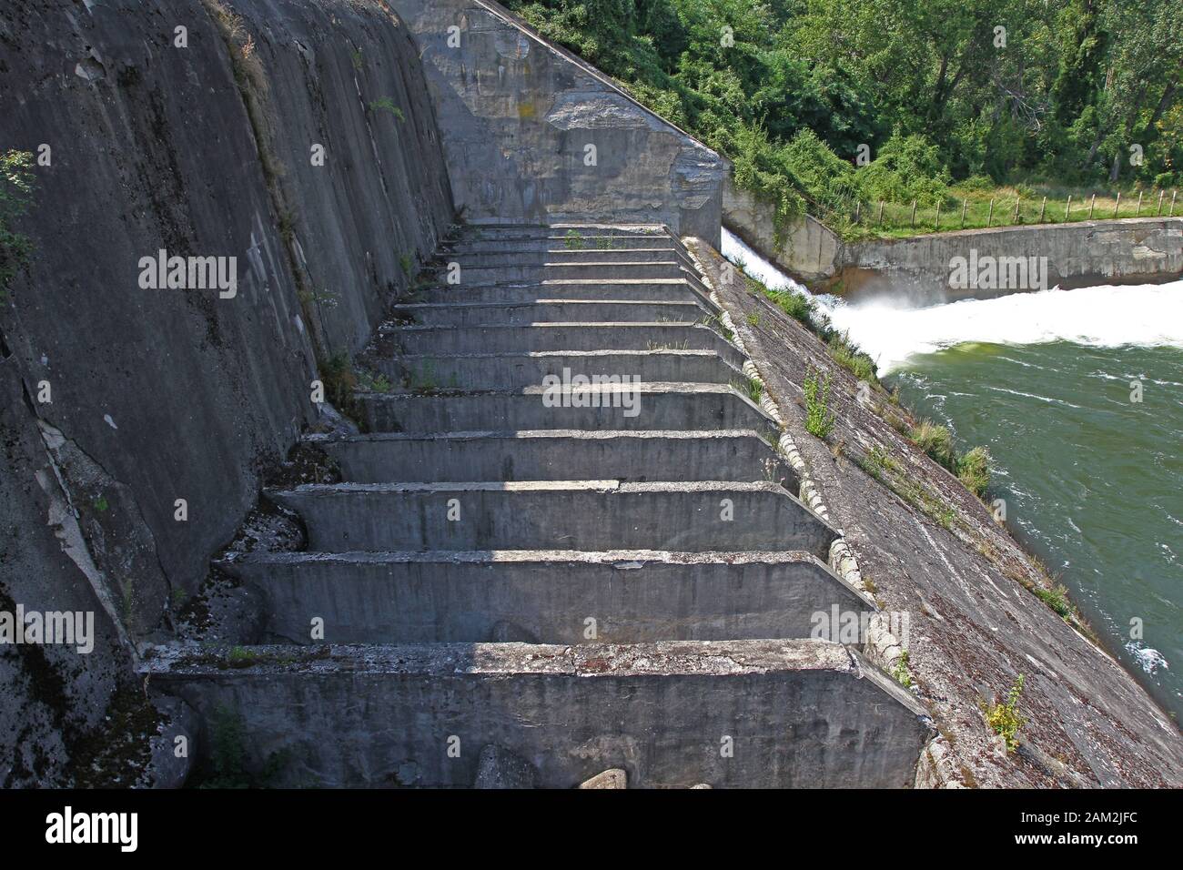 Overflow of Iskar Dam. Lake water release. Water crisis in Bulgaria ...