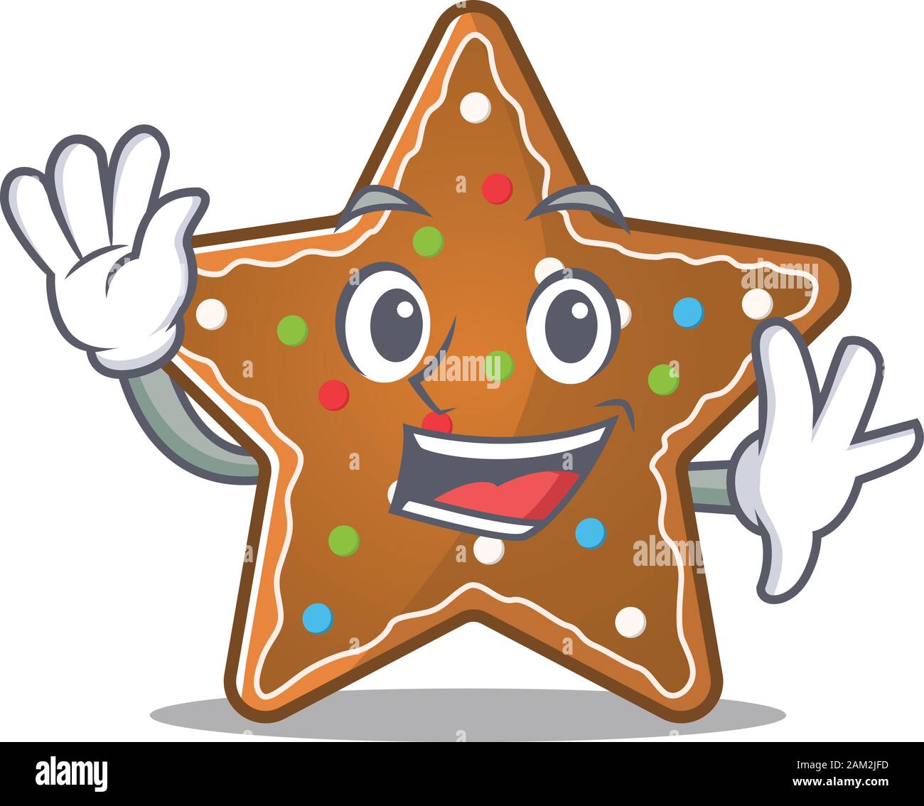Waving friendly gingerbread star cartoon character design Stock Vector ...