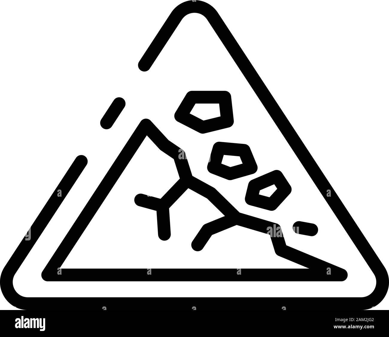 Rockfall warning sign Black and White Stock Photos & Images - Alamy