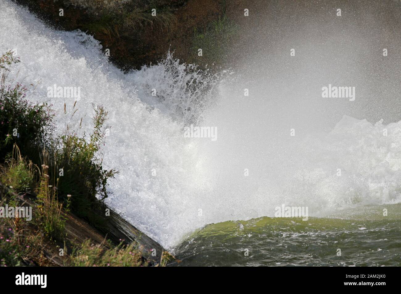 Overflow and waterfall of dam. Water crisis in Bulgaria Stock Photo - Alamy