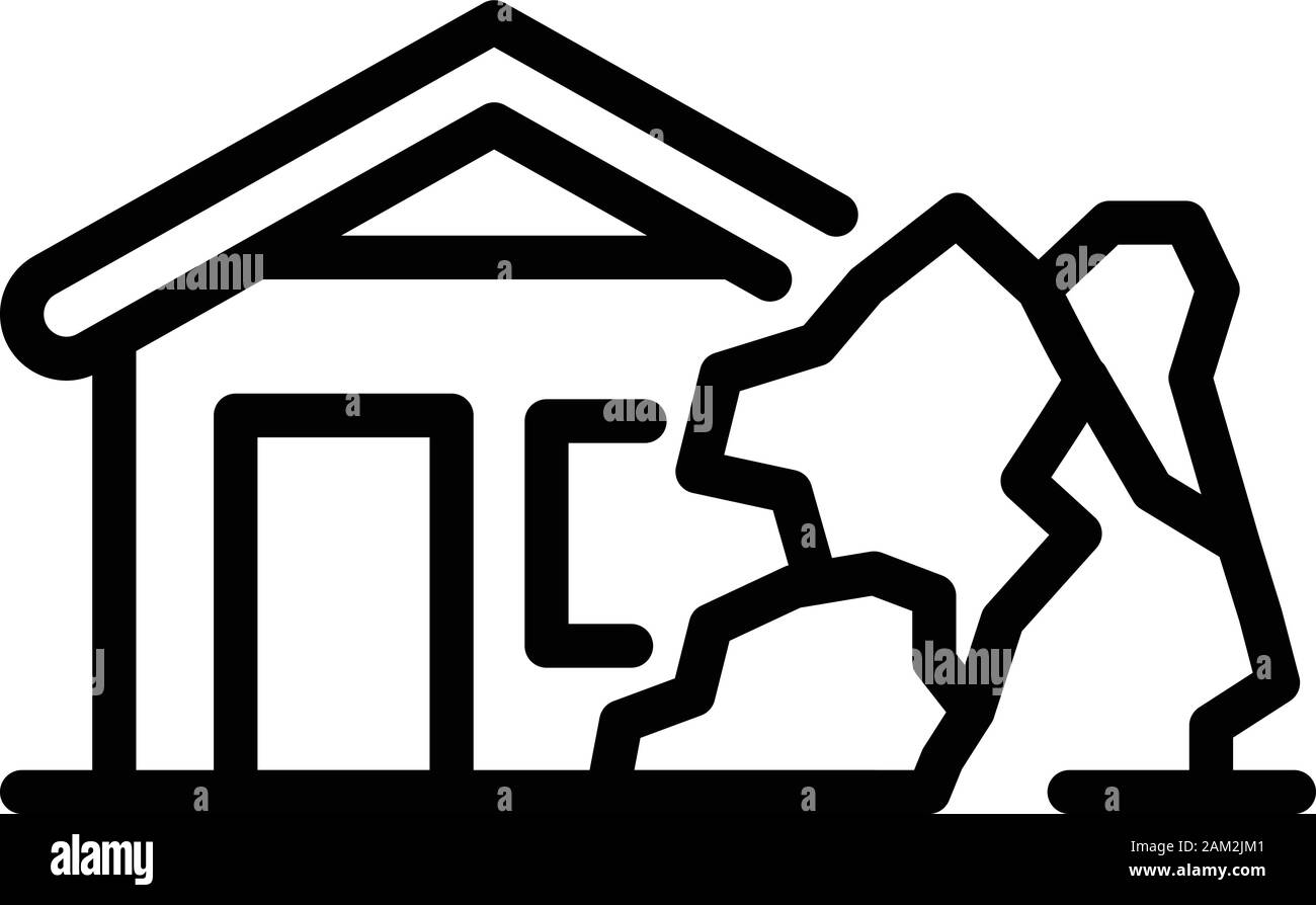 Falling rock house icon, outline style Stock Vector Image & Art - Alamy