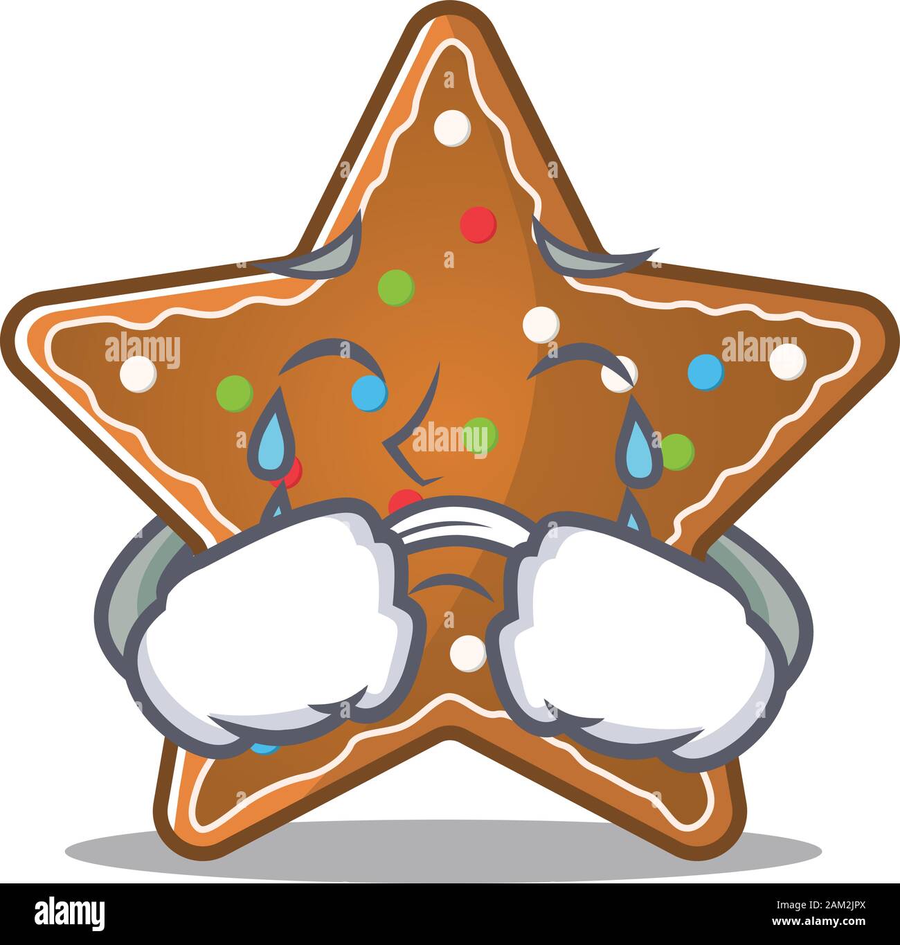 Sad of gingerbread star cartoon mascot style Stock Vector Image & Art ...
