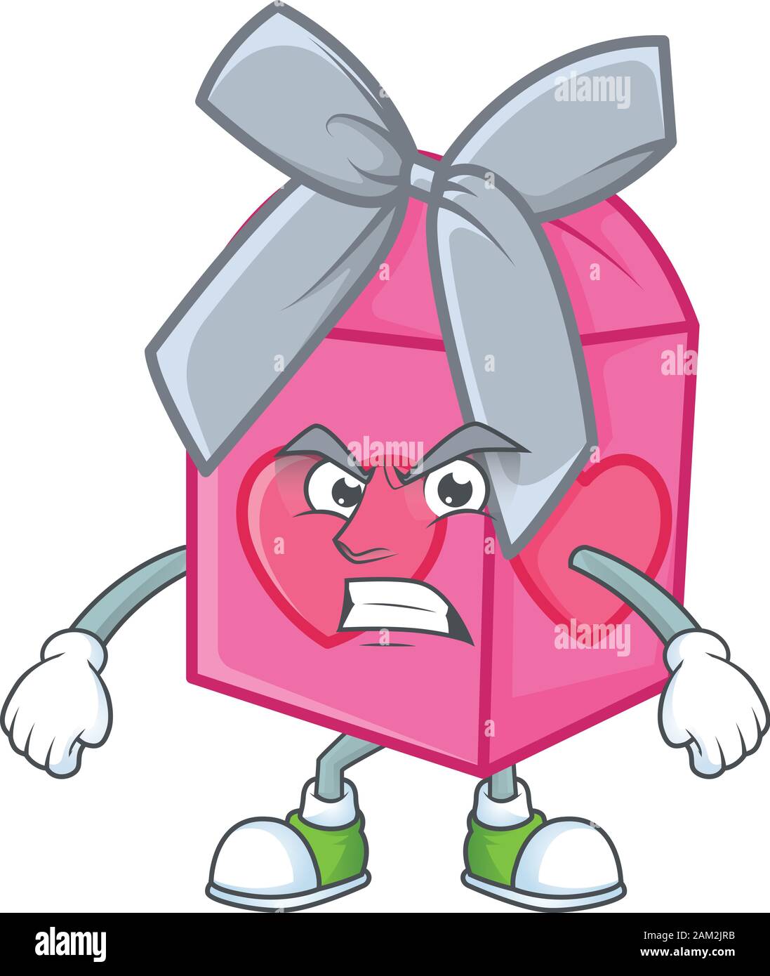 cartoon character of love gift pink with angry face Stock Vector Image ...