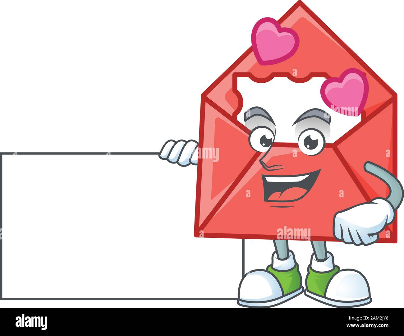 Cheerful love letter cartoon character having a board Stock Vector ...