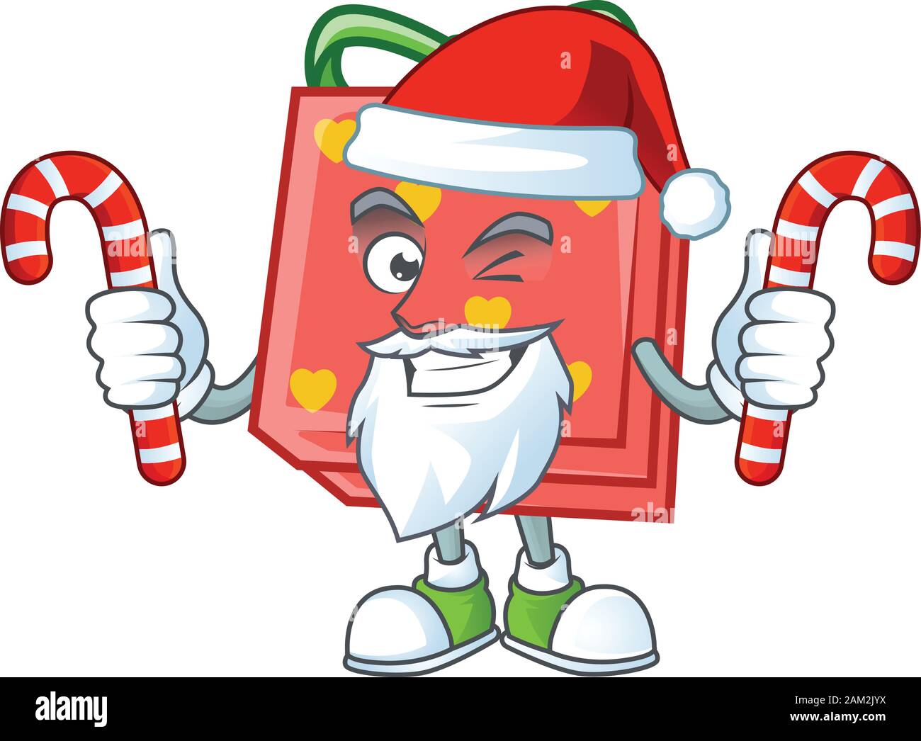 Love gift red Cartoon character in Santa costume with candy Stock ...