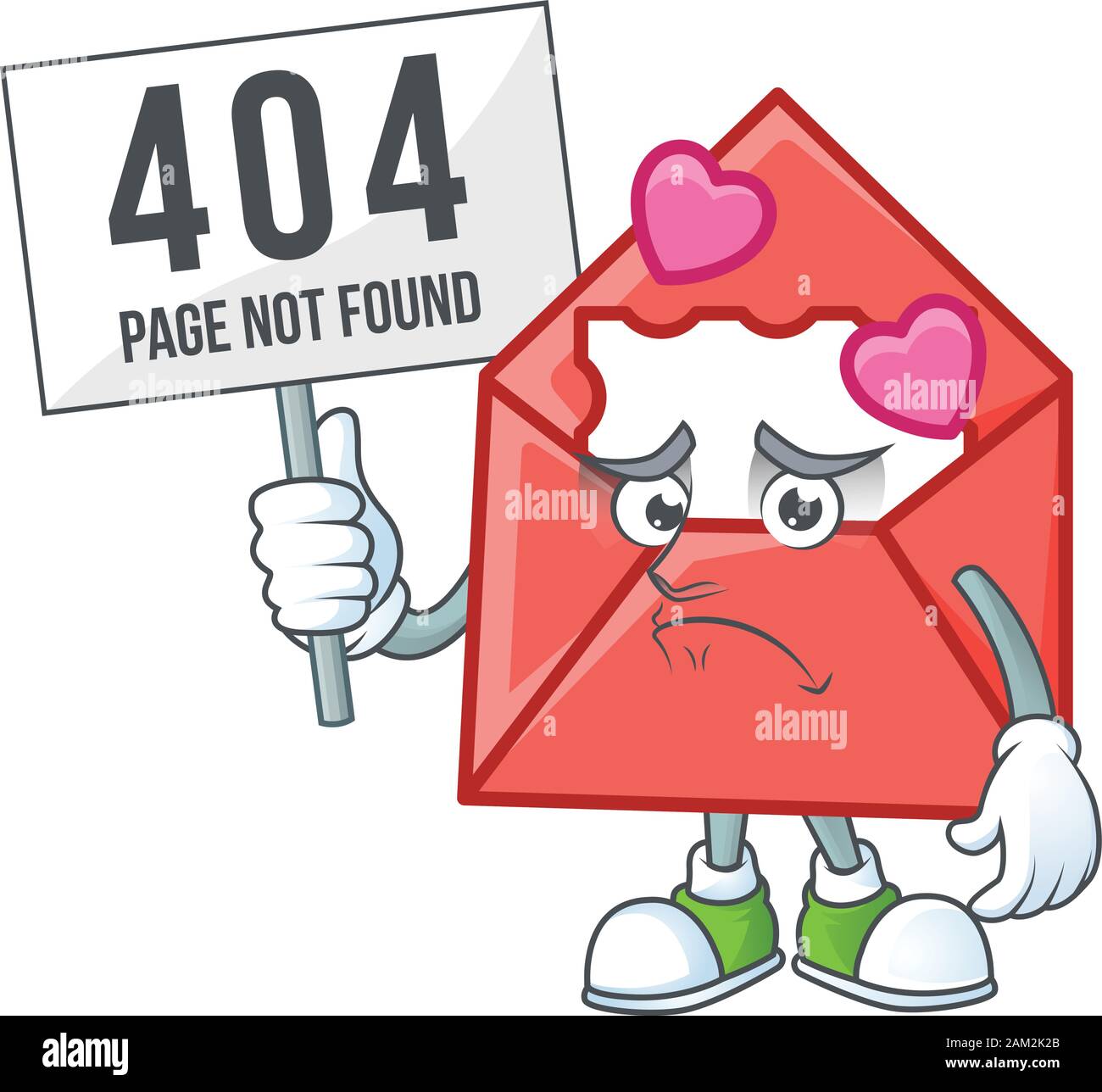 sad face mascot style of love letter raised up a board Stock Vector ...