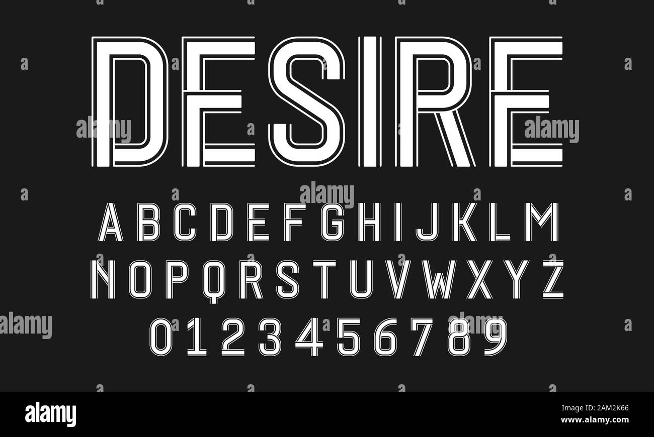 Set of alphabets font letters and numbers modern abstract design vector ...