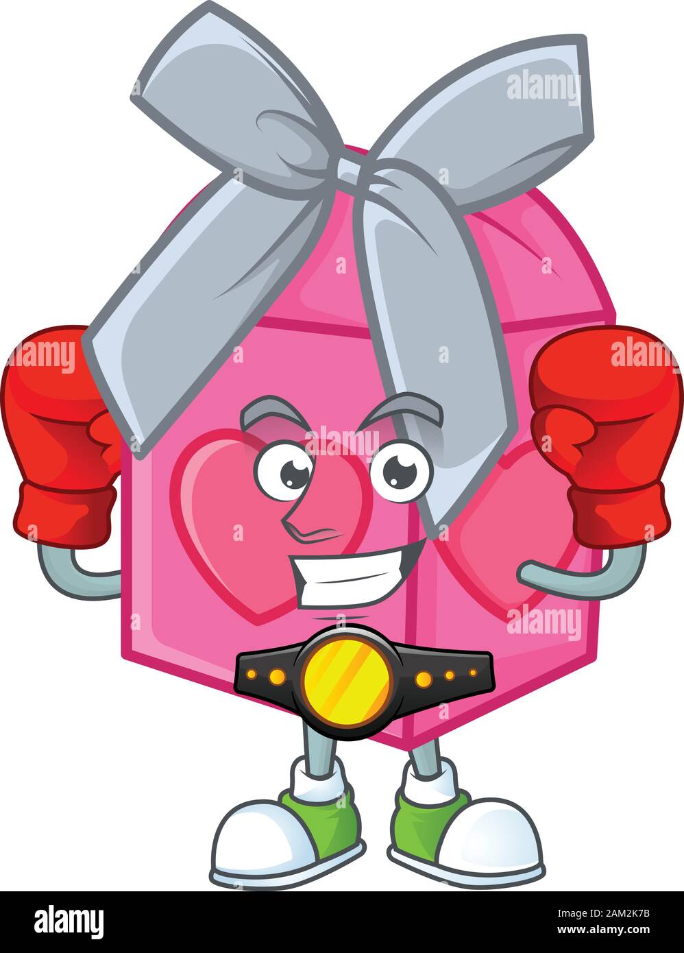 Happy Face Boxing love gift pink cartoon character design Stock Vector ...
