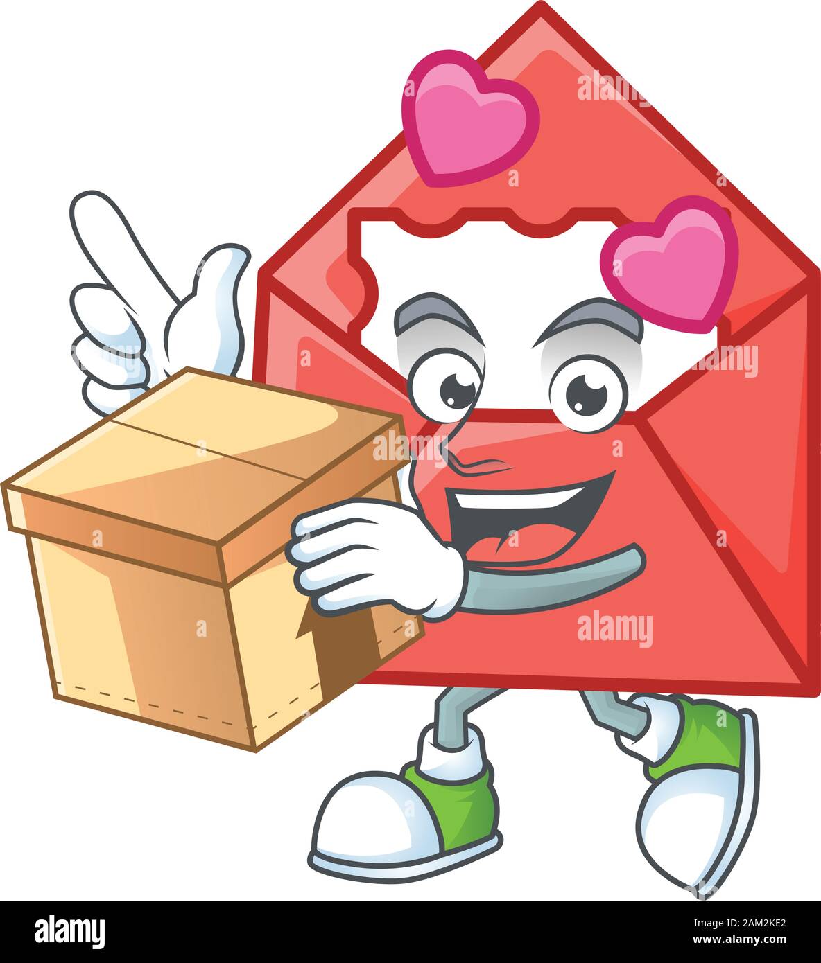 Cute love letter cartoon character having a box Stock Vector Image ...