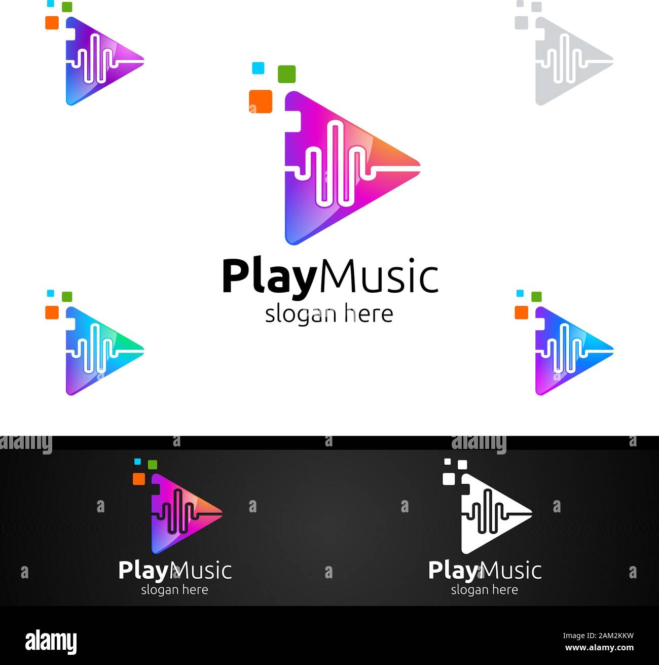 Abstract Music Logo with Note and Play Concept Stock Vector Image & Art ...