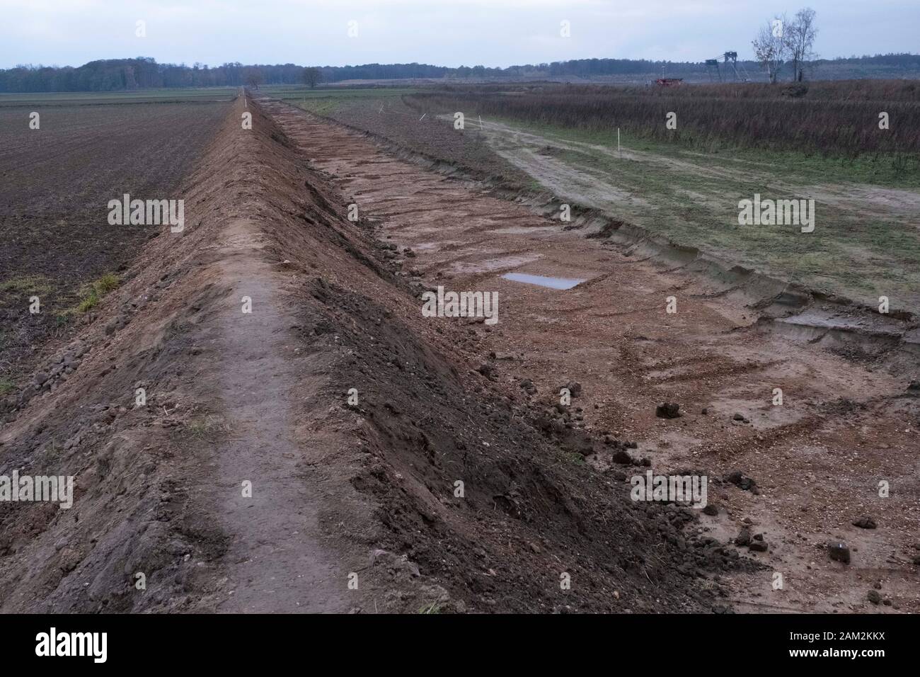 Ridge in the middle of remote landscape near coal mine, Morschenich ...