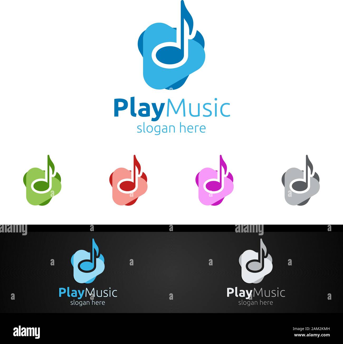 Abstract Music Logo with Note and Play Concept Stock Vector Image & Art ...